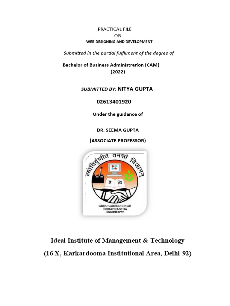 WDD Practical File Nitya Gupta | PDF | Html Element | Hyperlink