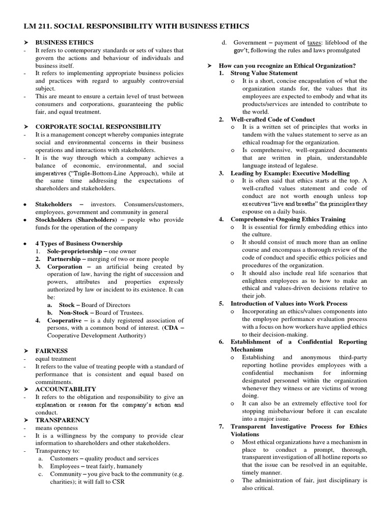 Business Ethics & CSR Guide | PDF | Employment | Sexual Harassment