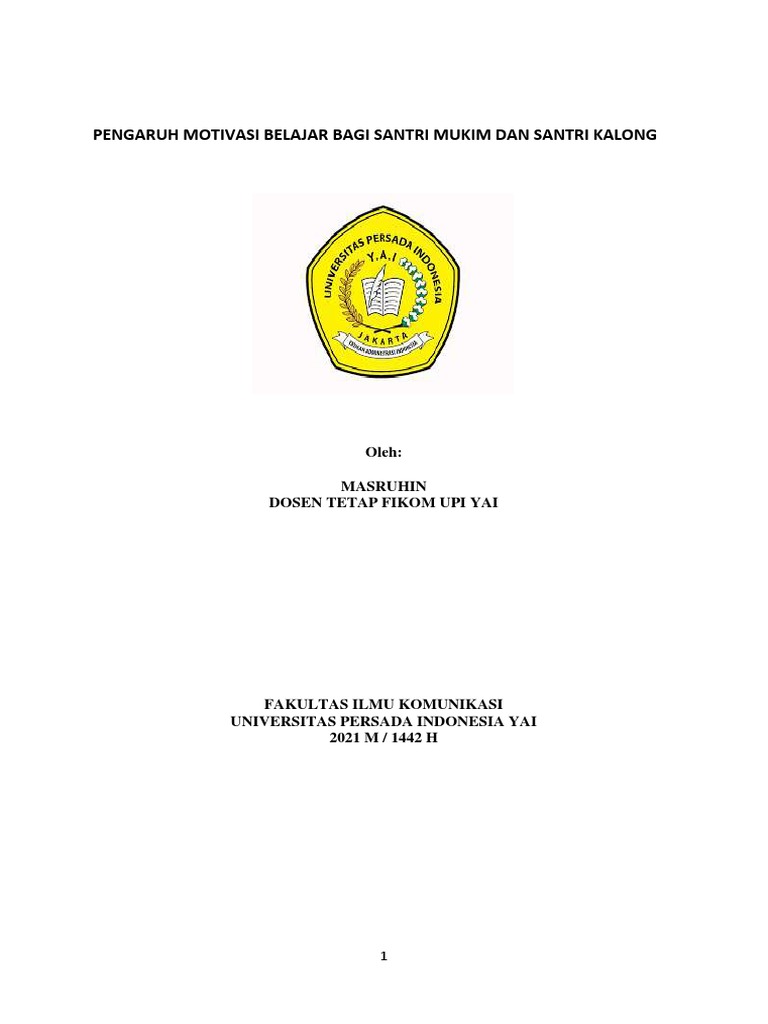 Penelitian Pengaruh Motivasi Belajar Bagi Santri Mukim Dan Santri Kalong | PDF