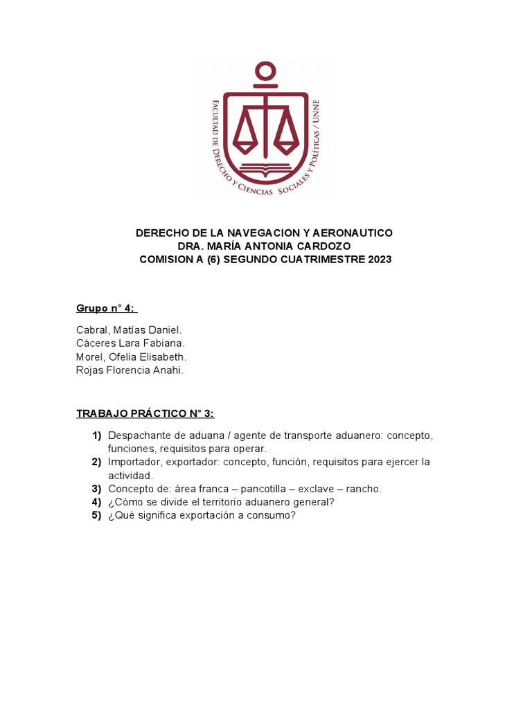 tp3 CONSIGNA 1 | PDF | aduana | Castigos