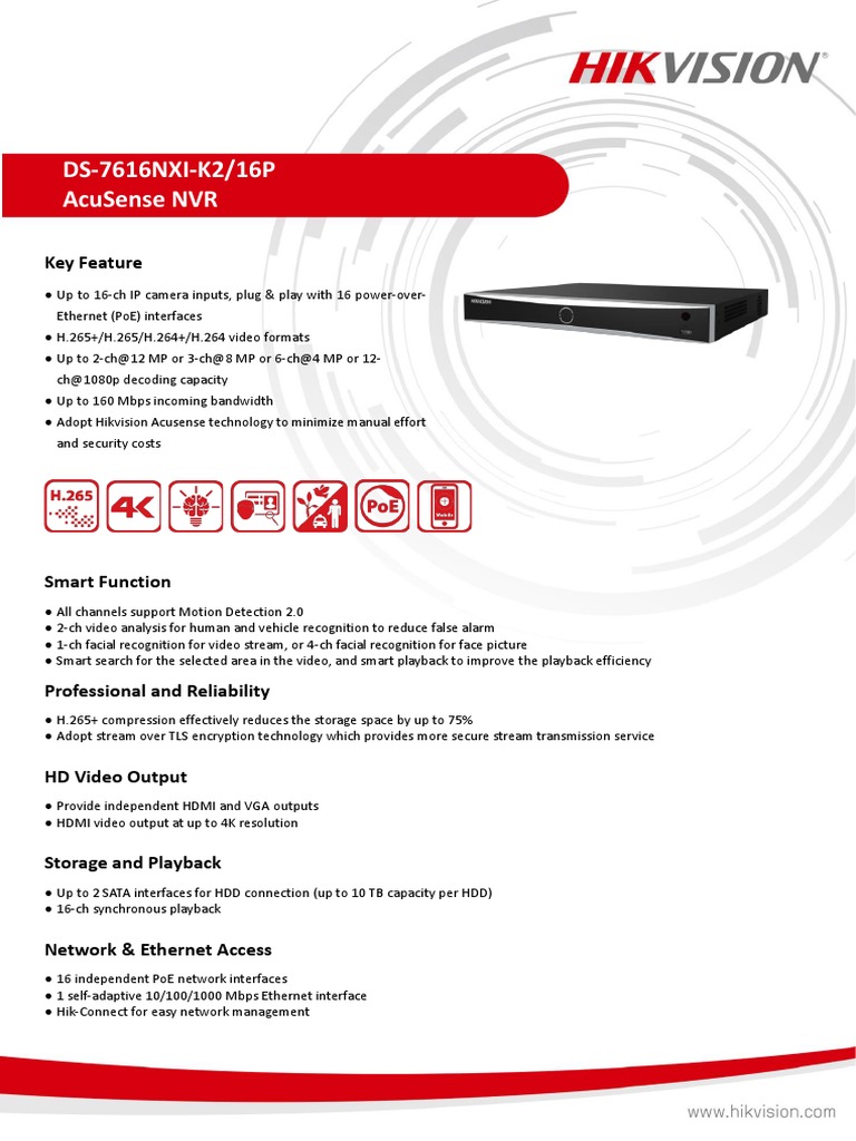 Datasheet of DS 7616NXI K2 - 16P - V4.74.000 - 20230209 | PDF | Hdmi ...