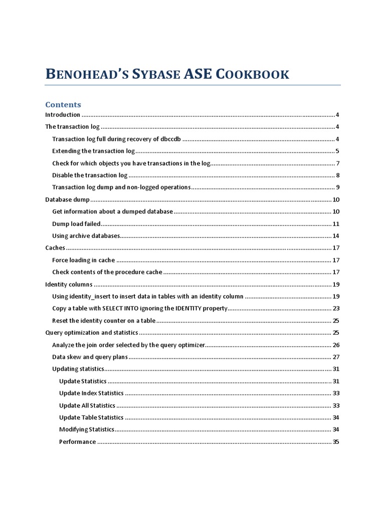 Benohead Sybase Ase Cookbook | PDF | Database Index | Databases Benohead Sybase Ase Cookbook | PDF | Database Index | Databases