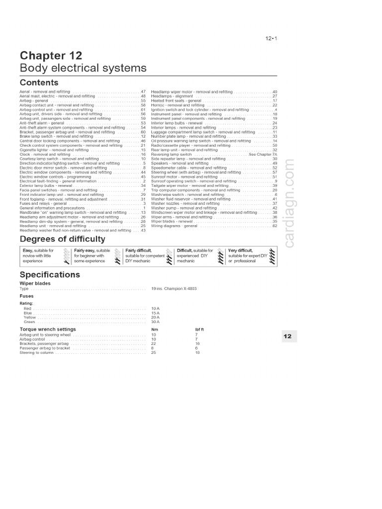 Body Electrical Systems - Calibra 1988-1995 - Get Free | PDF