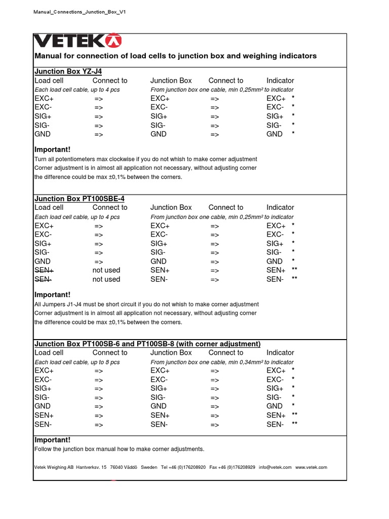 Load Cell Junction Box Wiring Guide | PDF | Electrical Equipment ...