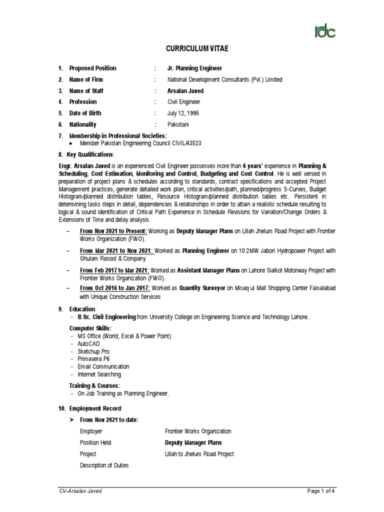 CV Format | PDF | Specification (Technical Standard) | Business