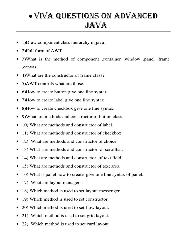 Vishal Java Viva Question | PDF | Network Socket | Computer Programming