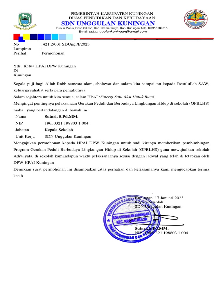 Permohonan Program Adiwiyata SDN Kuningan | PDF | Kesehatan Holistik
