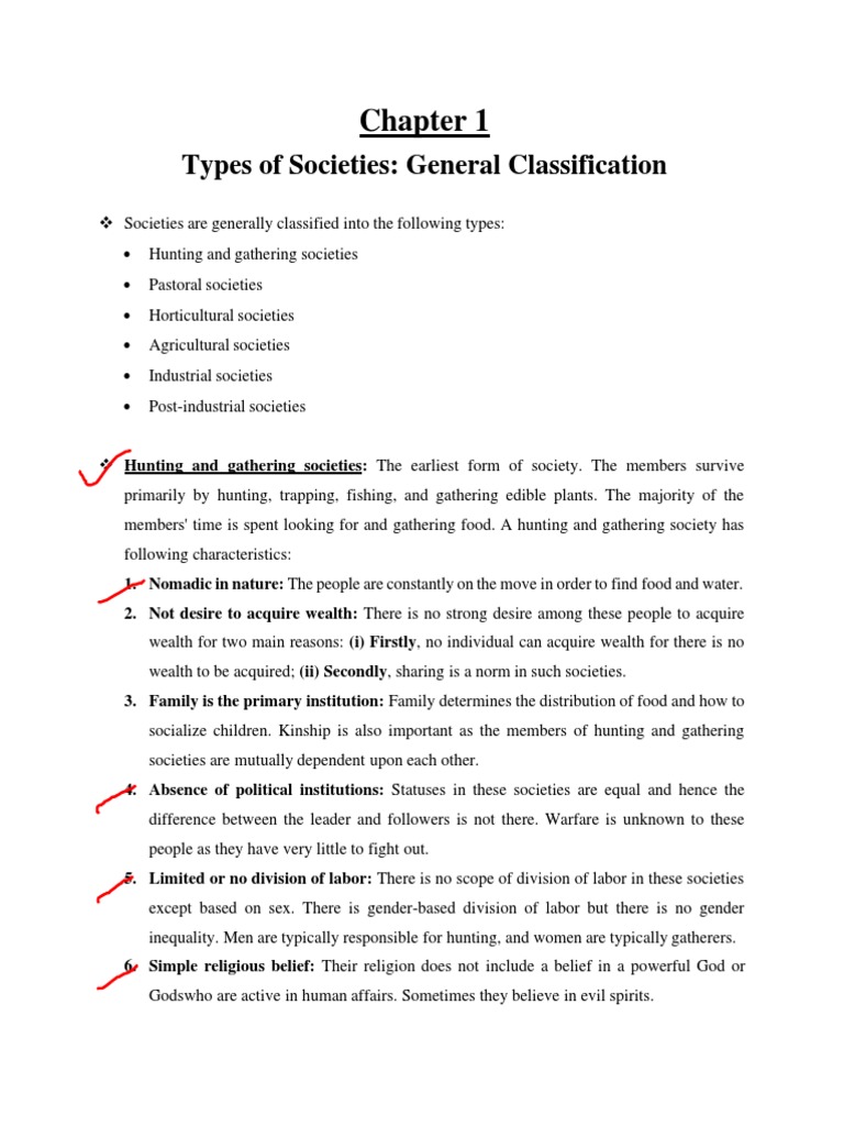 Chapter 1 - Types of Societies - General Classification - Reading ...