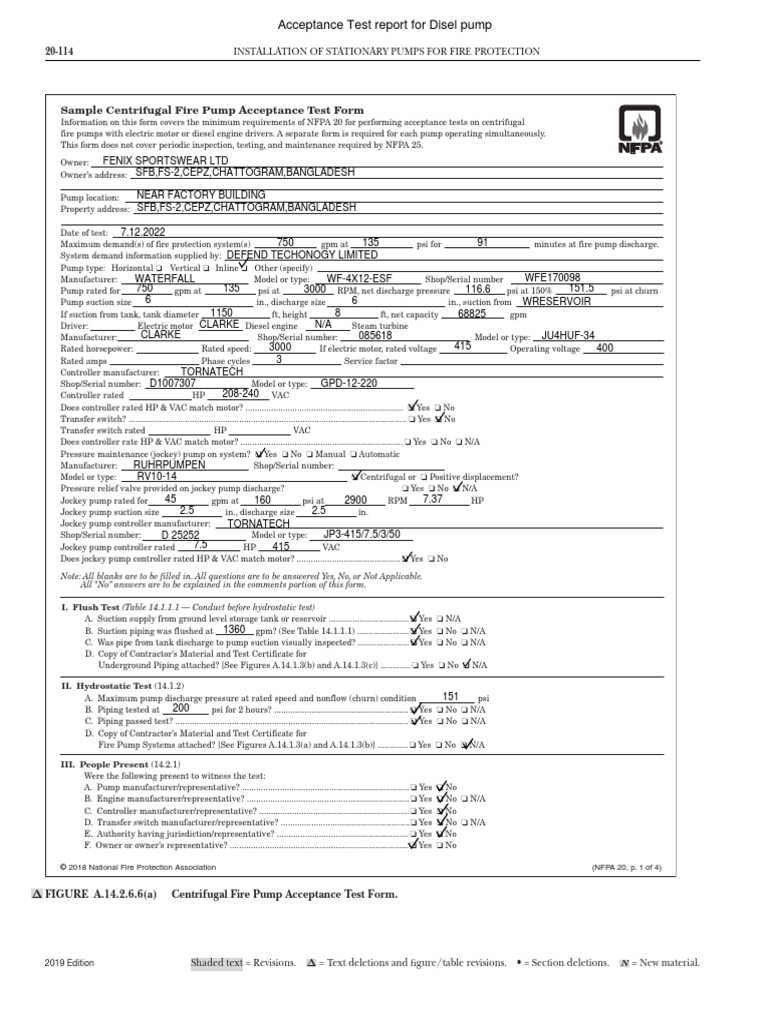 Disel Pump Acceptance Report | PDF | Pump | Valve