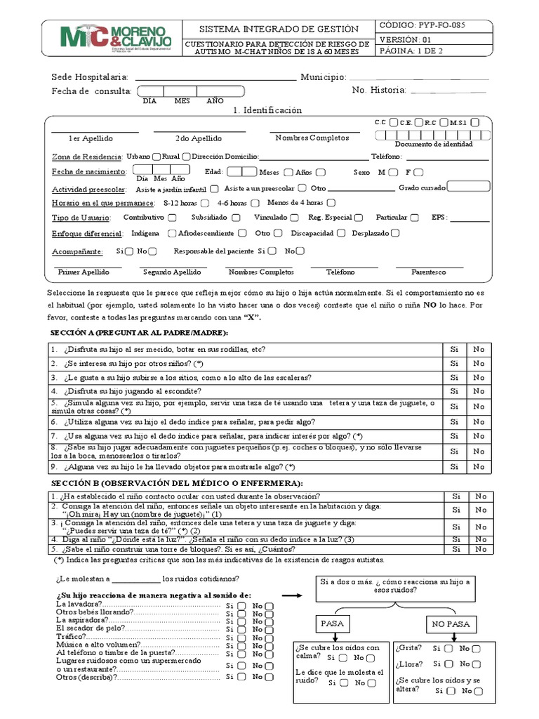 Test M CHAT | PDF | Educación de la primera infancia