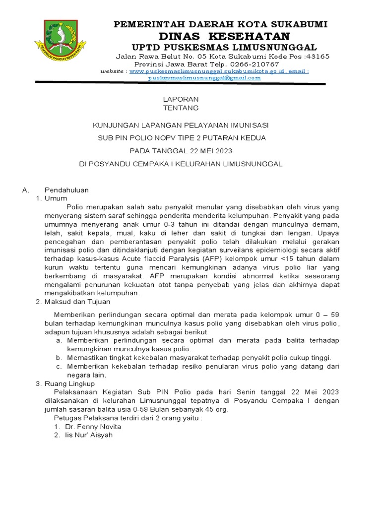 Pelayanan Imunisasi Sub Pin Polio April | PDF