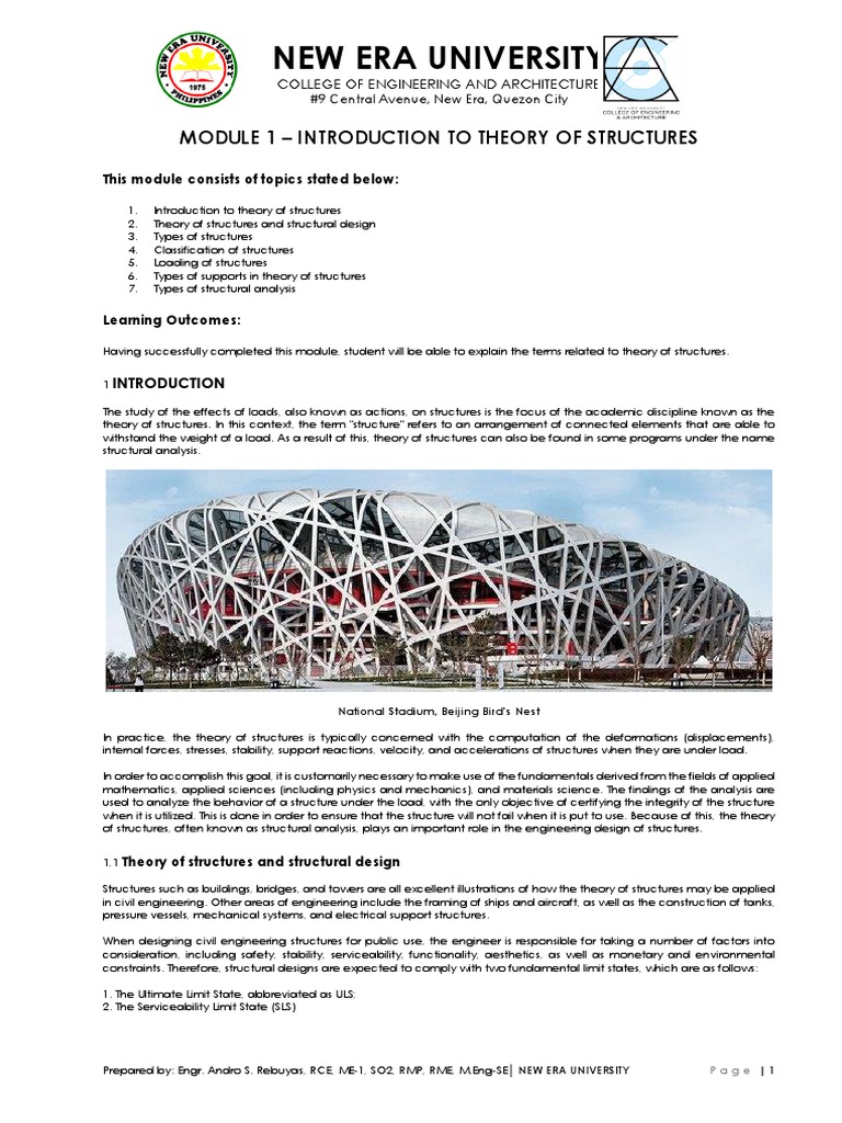 Module 1 Introduction To Theory Of Structures Pdf Truss Beam Structure