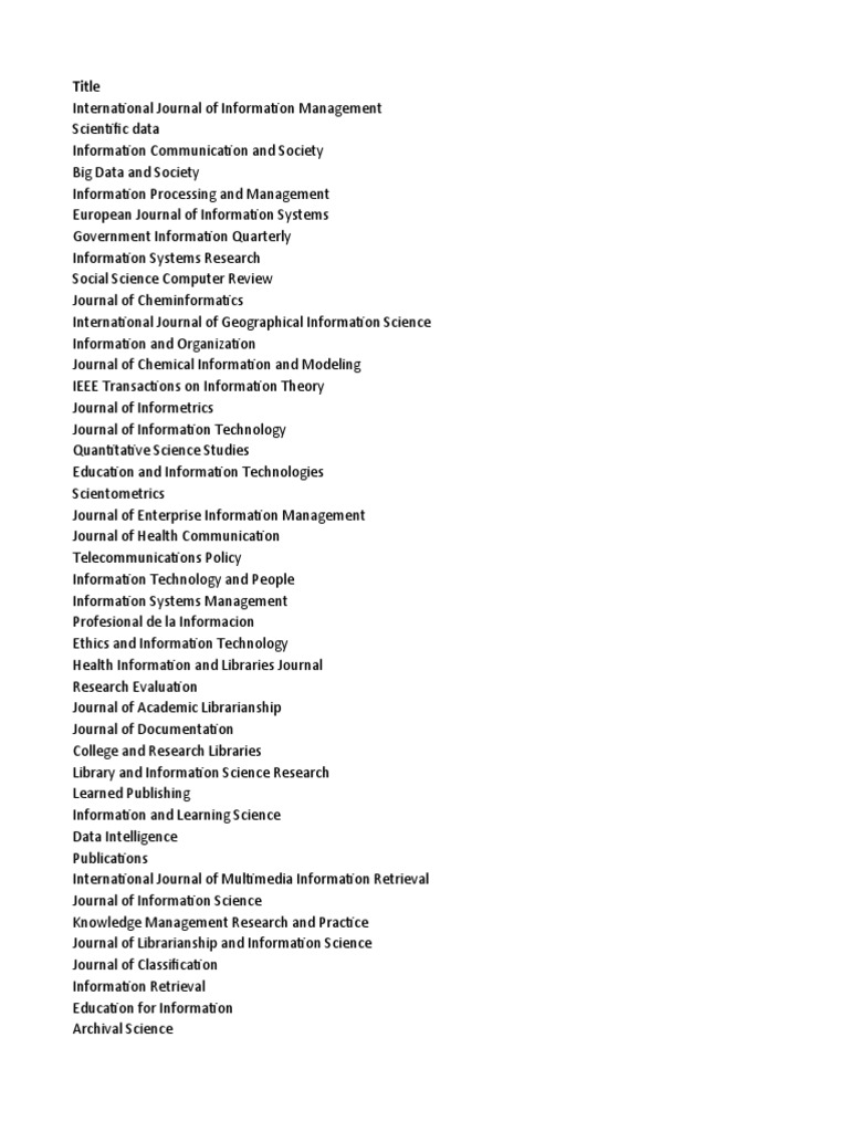 HEC Recognized LIS Journals 2023-24 | PDF | Academic Journal | Information