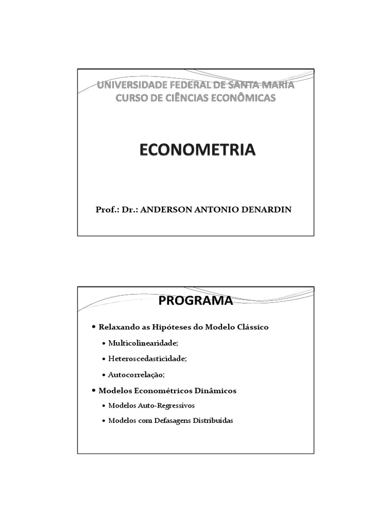 Apostila de Econometria 1 | PDF | Regressão linear | Método dos mínimos quadrados
