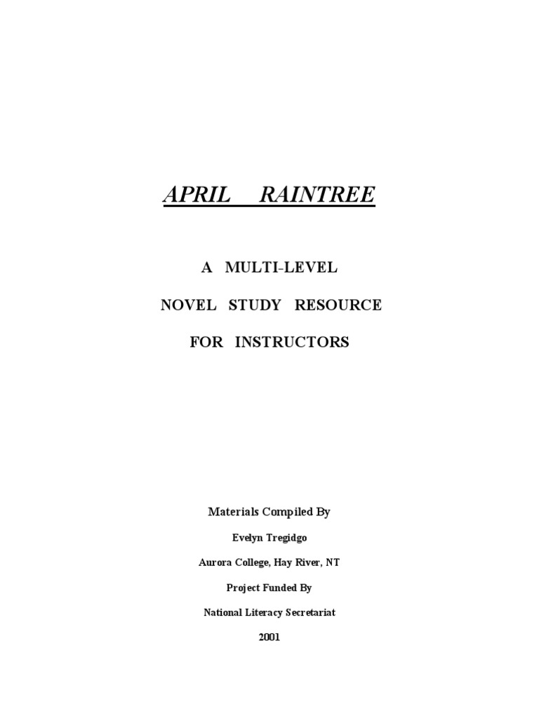 April Raintree Novel Study | PDF | Reading Comprehension | Speed Reading