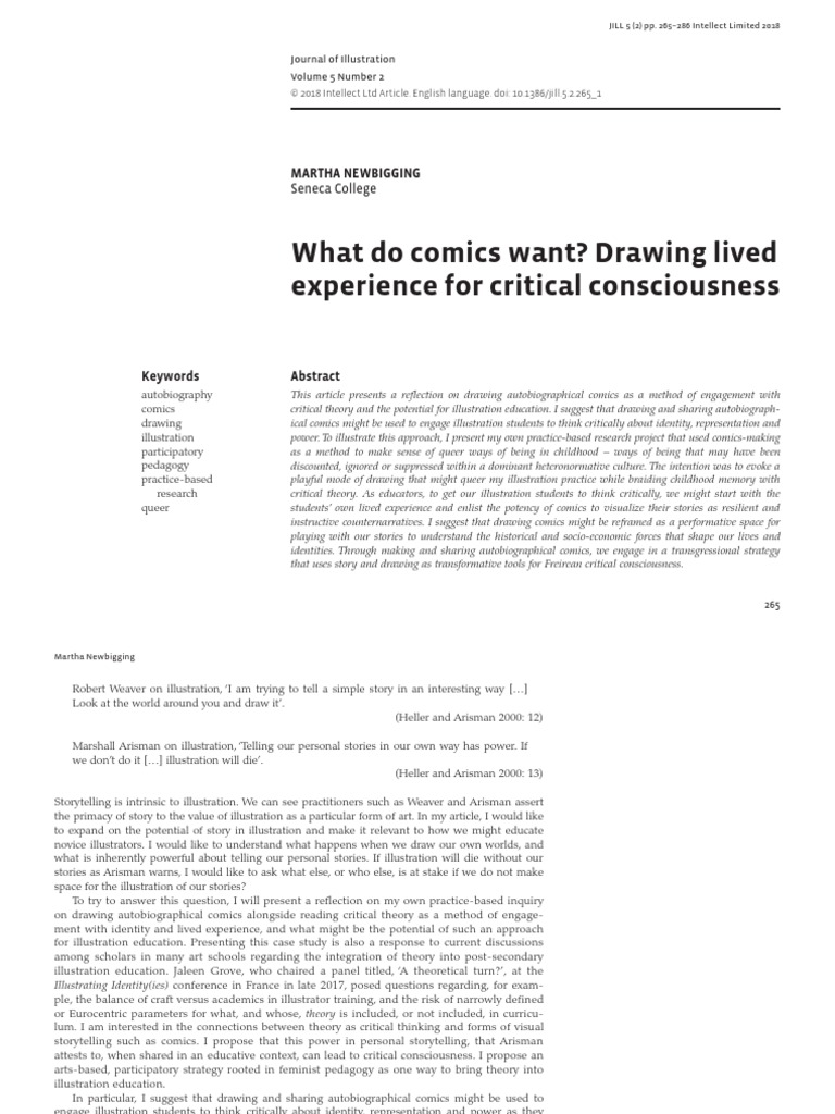 What Do Comics Want? Drawing Lived Experience For Critical ...