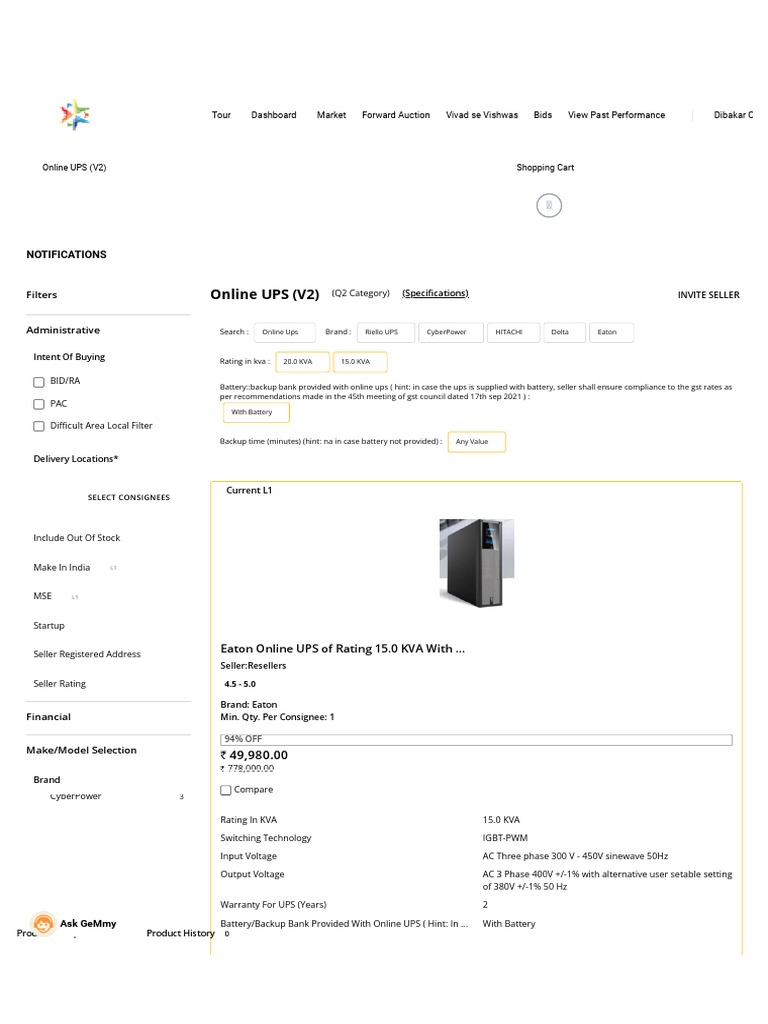 15 KVA Without Isolation Transformer Online UPS (V2) - Online Ups - GeM | PDF | Alternating ...
