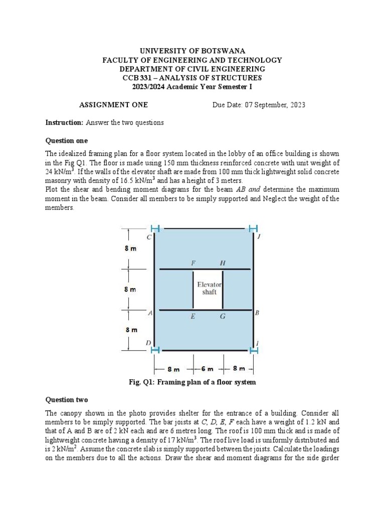 Analysis of Structures - Assignment1 | PDF