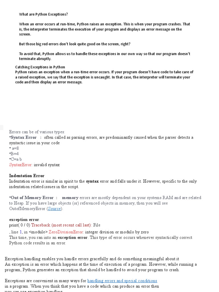 Exception Handling Pdf Graphical User Interfaces Python Programming Language