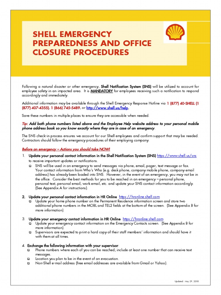 Shell Employee Emergency Guide | PDF | Microsoft Outlook | Online And ...