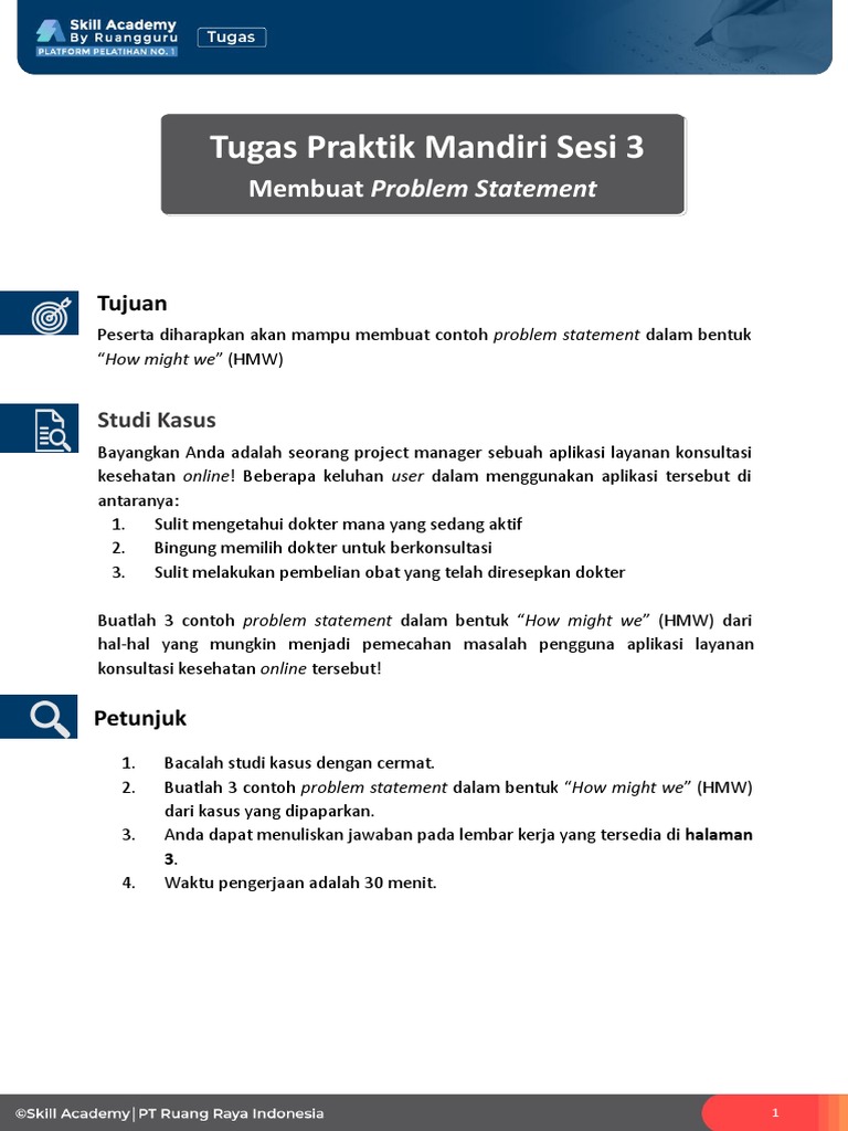 Tugas Praktik Mandiri Sesi 3: Membuat Problem Statement | PDF | Bisnis