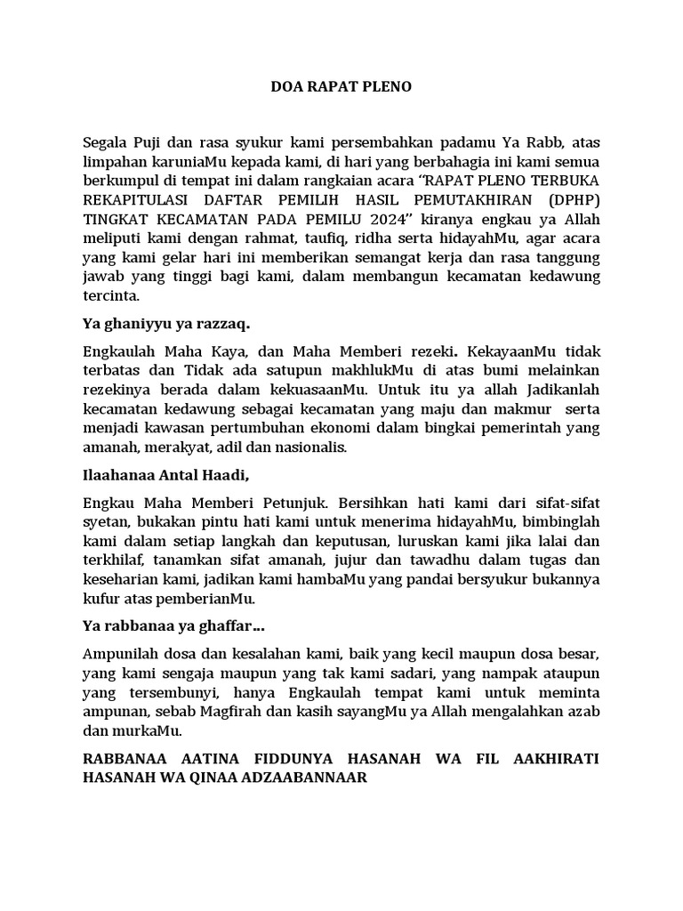 Doa Rapat Pleno | PDF