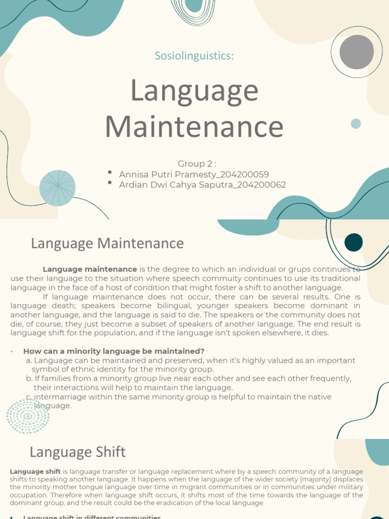 Group 2 Sosiolinguistic Language Maintenance | PDF | Multilingualism ...