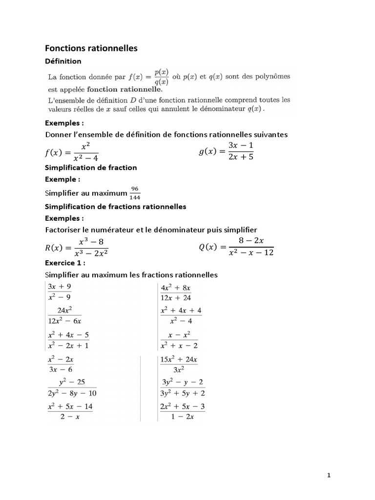 Fonctions Rationnelles | PDF | Division | Algorithmes