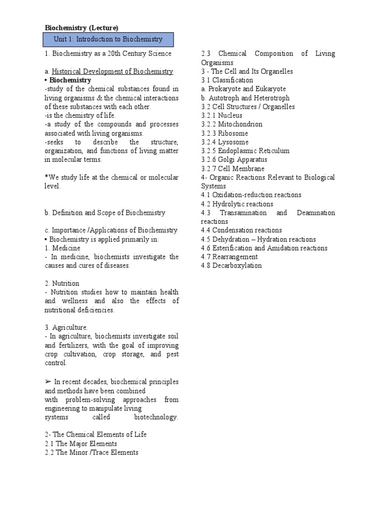 Biochemistry Lecture | PDF