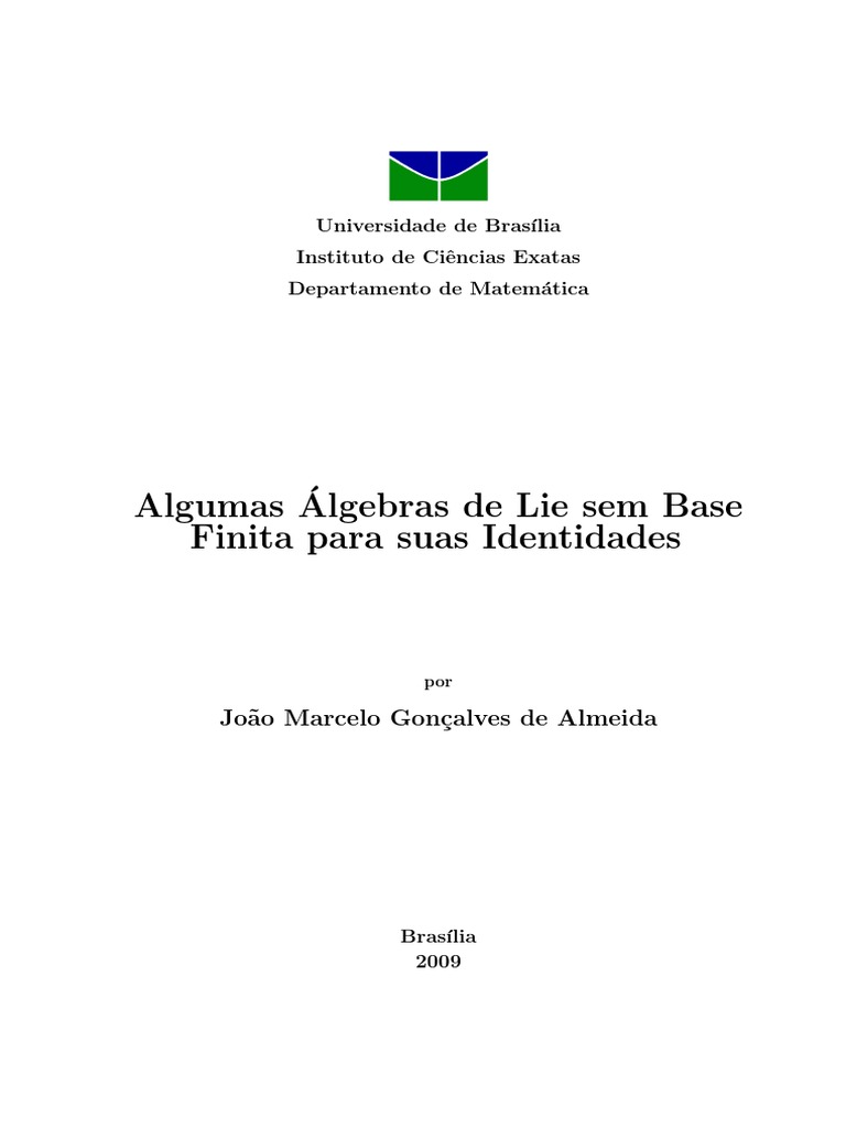 Identidades em Álgebras de Lie sem Base Finitas | PDF | Matemática ...