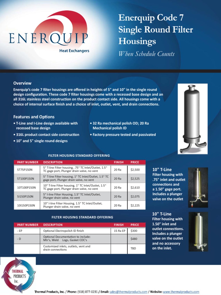 Code 7 Single Round Filter Housings | PDF | Industrial Processes ...