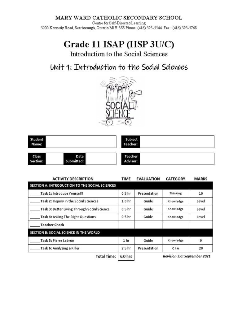 HSP 3M1 (Unit Guide) - Introduction To Social Sciences | PDF | Social ...