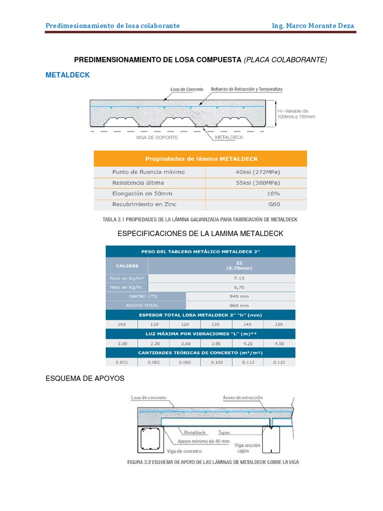 Predimensionamiento de Losa Compuesta | PDF
