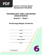 EPP-TLE 6 - AS - Quarter 1, Week 1 | PDF | Entrepreneurship | Sales