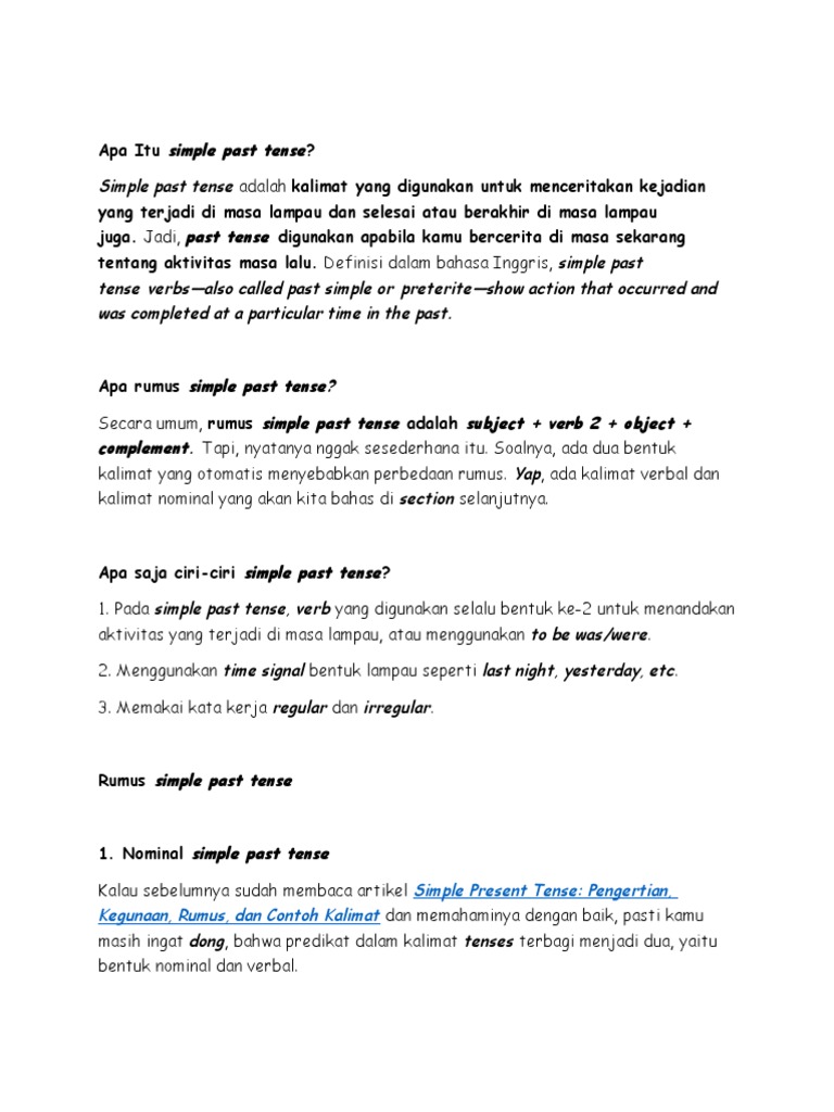 Simple Past Tense | PDF