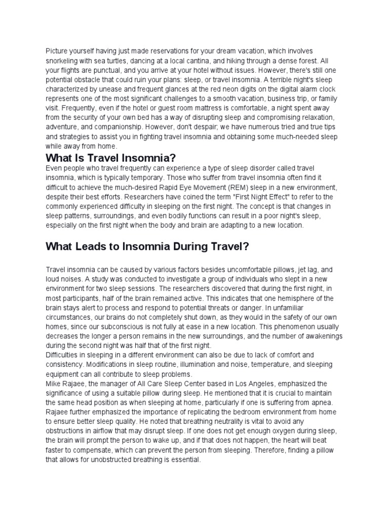 Tips to Overcome Travel Insomnia | PDF | Sleep | Insomnia