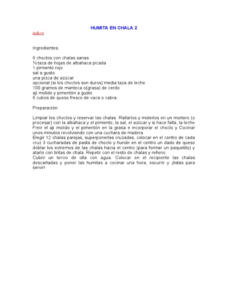 Humita en Chala | PDF