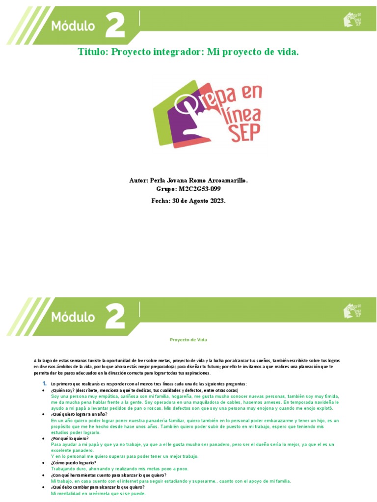 Proyecto de Vida: Metas y Planificación | PDF | Crecimiento personal y ...