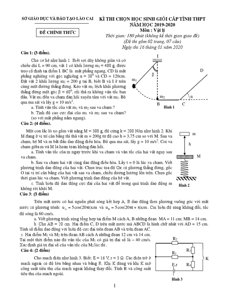 Dedap An HSG Cap Tinh Mon Vat Ly Nam Hoc 20192020 | PDF
