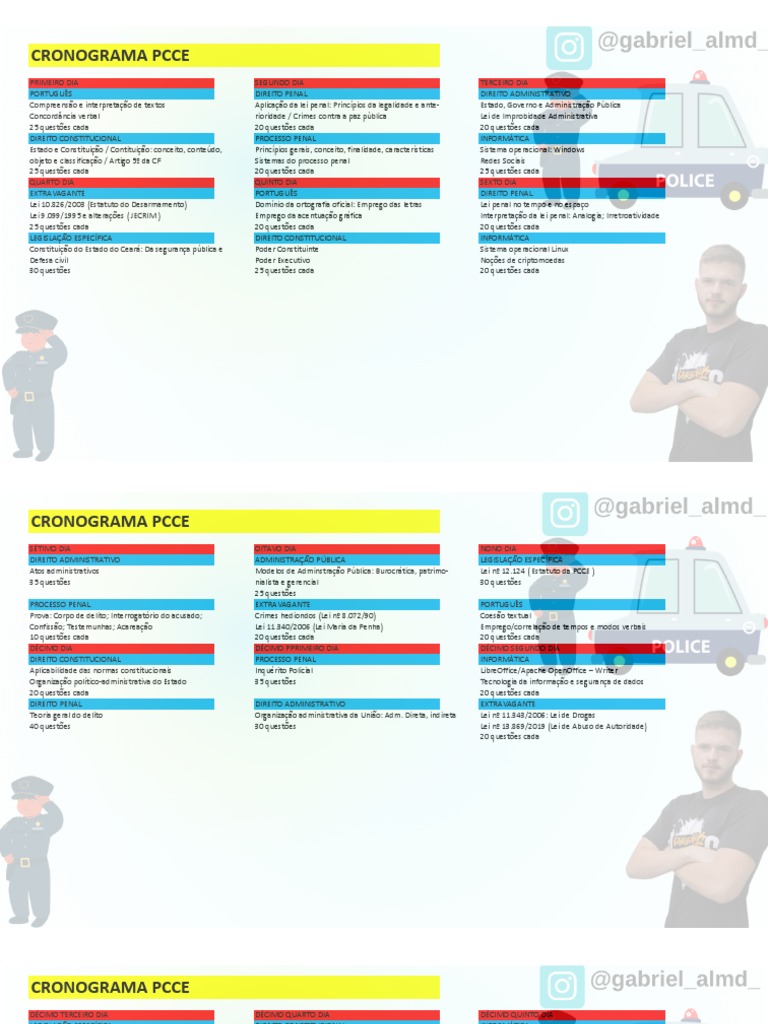 Pcce 2 Matérias Por Dia | PDF | Procedimento criminal | Direito Penal