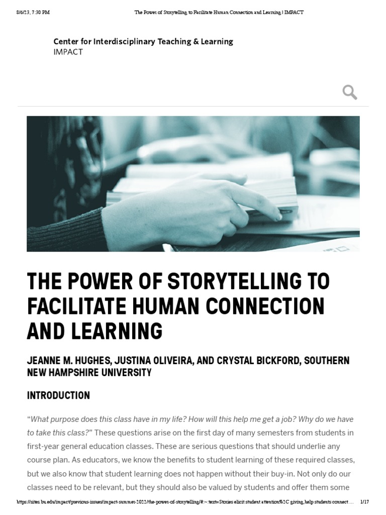The Power of Storytelling To Facilitate Human Connection and Learning ...