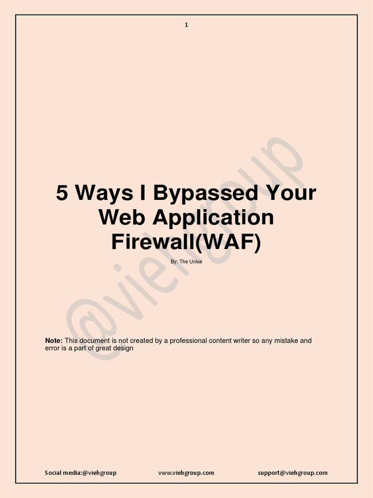 5 Ways I Bypassed Your Web Application Firewall (WAF) | Download Free PDF | World Wide Web ...