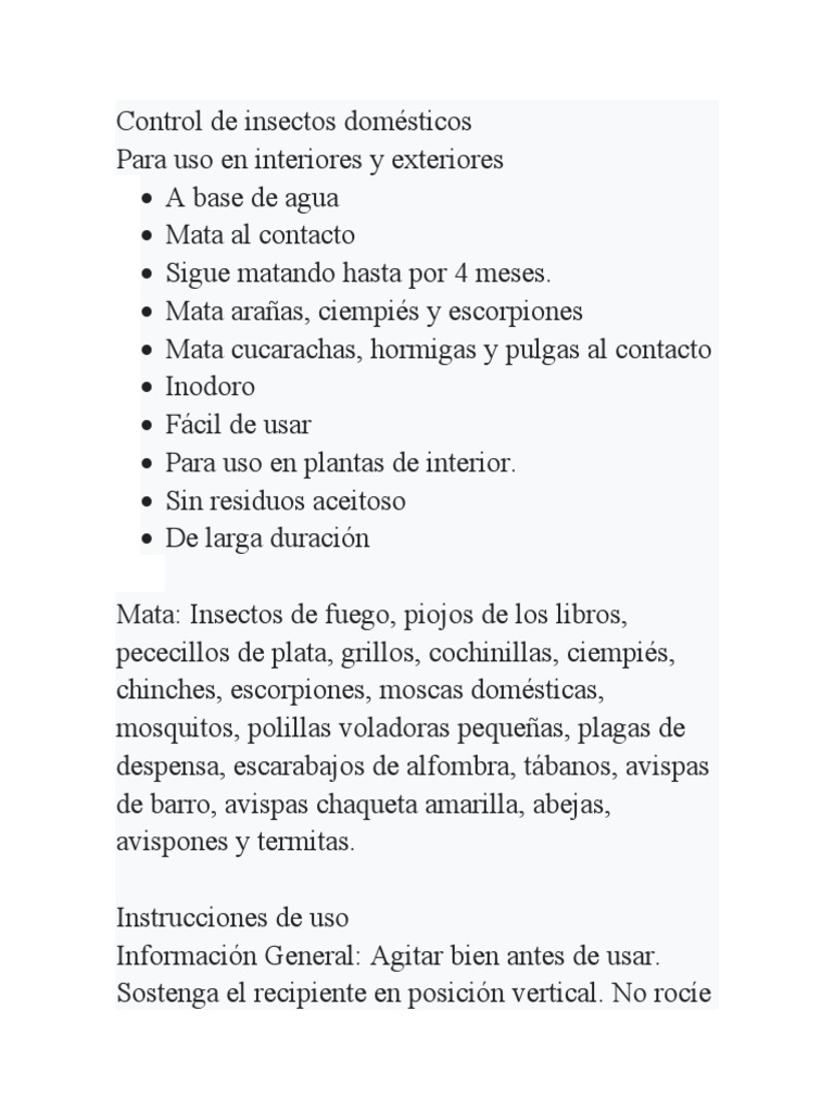 Control de Insectos Domésticos | PDF | Insectos | Colector de aguas ...