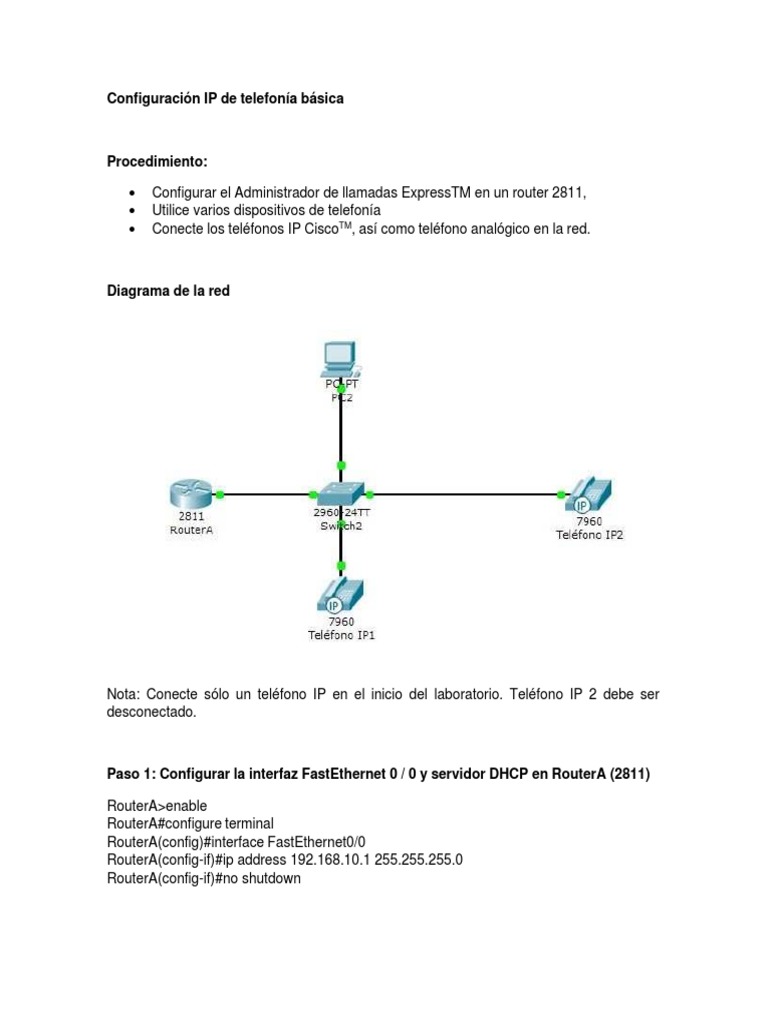 Configuración Voz Ip Packet Tracer | Descargar gratis PDF | Dirección IP | Transmisión de datos