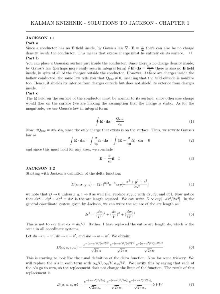 Jackson Electrodynamics Chapter 1 Solution | PDF | Capacitance | Green's Function