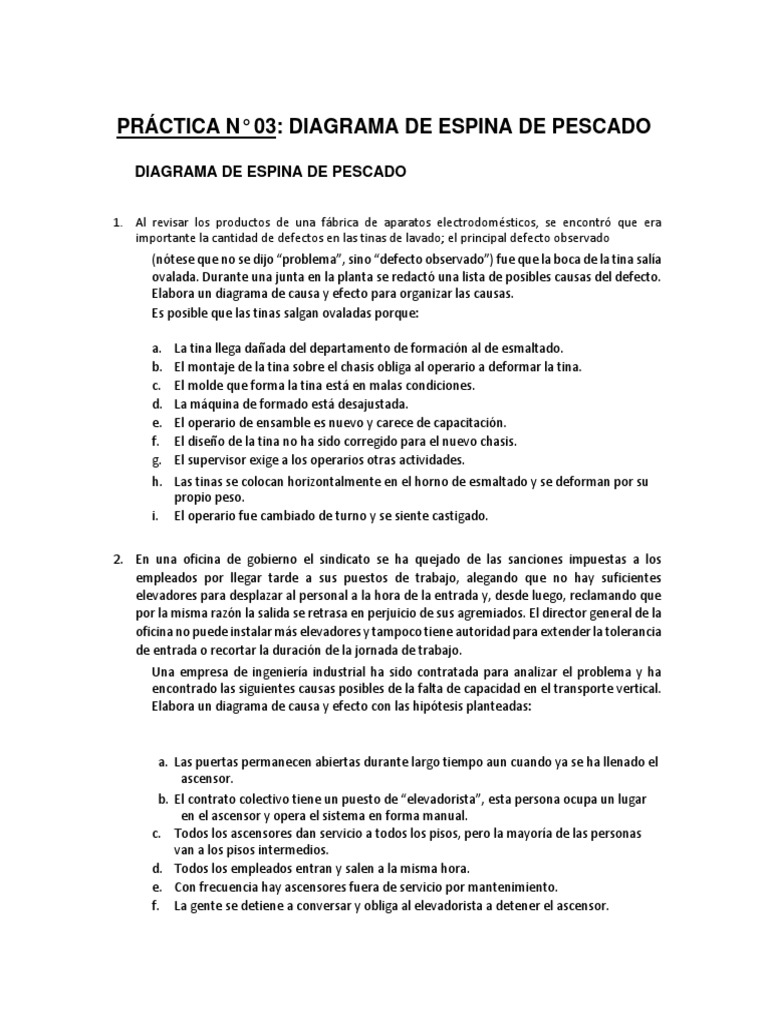 Practica #03 - Diagrama Ishikawa | PDF | Ascensor