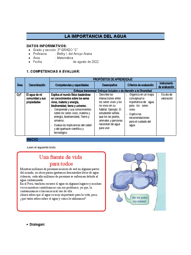Importancia del Agua para la Vida | PDF | Agua | Propiedades del agua