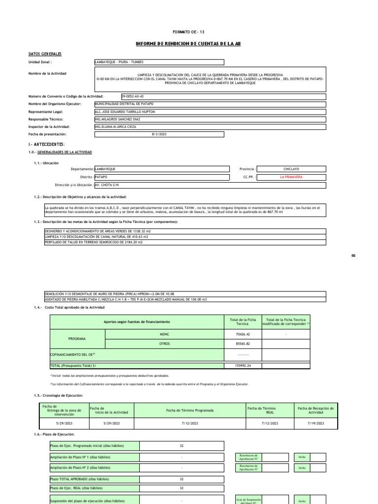 FORMATOS RENDICÓN DE CUENTAS | PDF