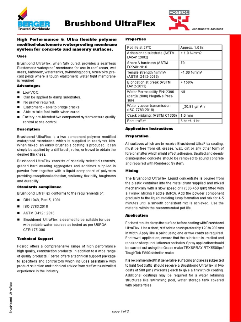 Brushbond Ultraflex BFL | PDF | Concrete | Coating