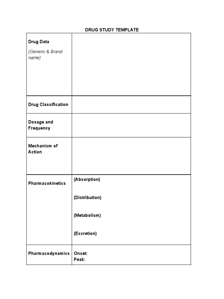 Comprehensive Drug Study Template | PDF